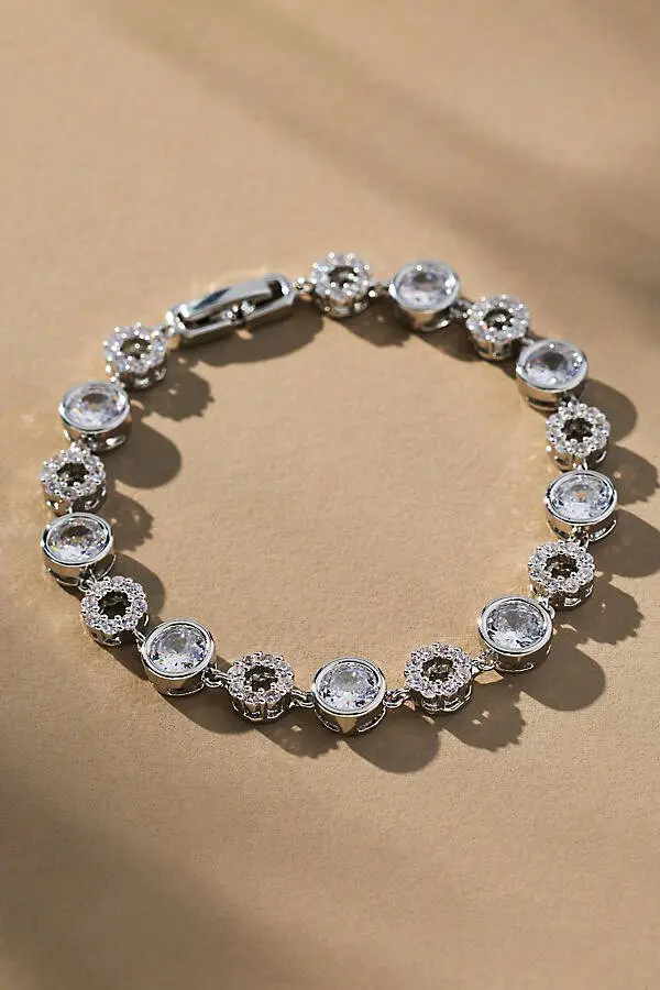 Anthropologie Round Crystal Bracelet - Silver