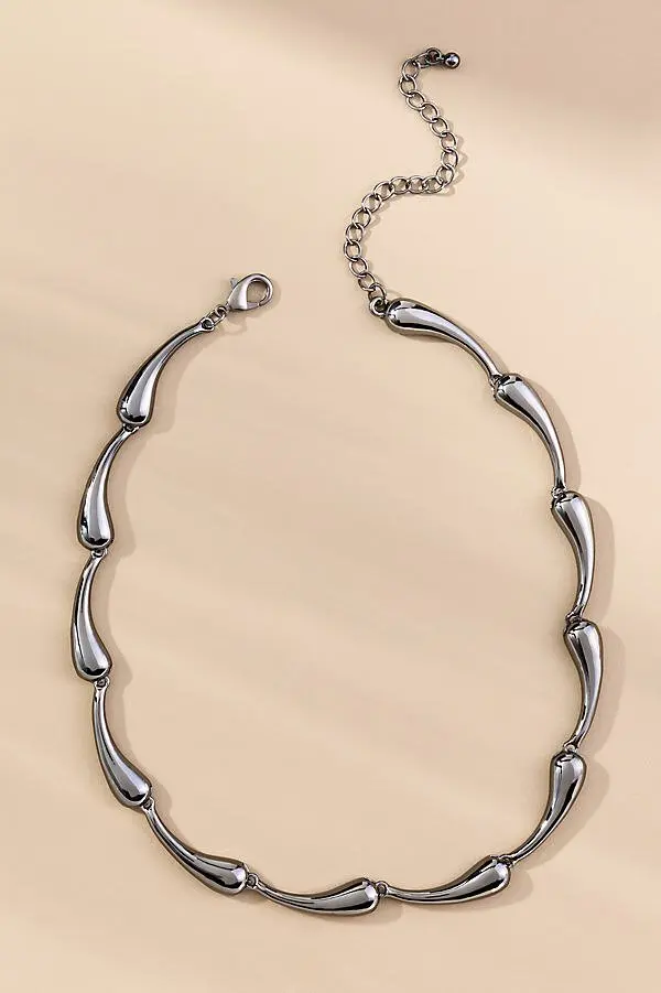 Anthropologie Drippy Bean Necklace - Gunmetal