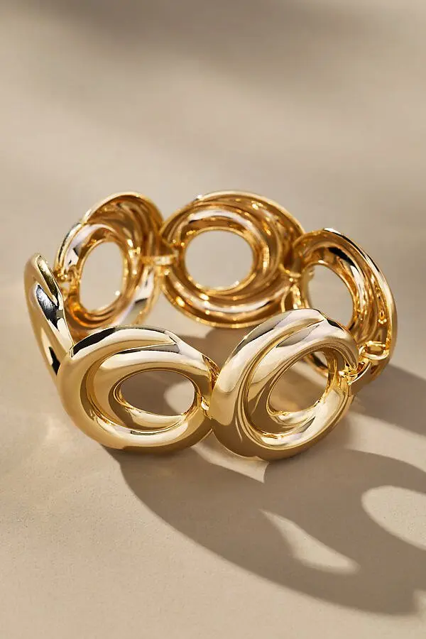 Anthropologie Chunky Metal Shaped Bracelet - Gold Metallic
