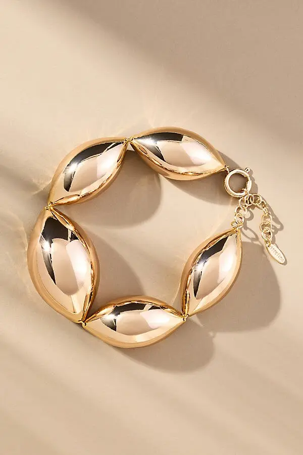 Anthropologie Chunky Metal Shaped Bracelet - Yellow Gold