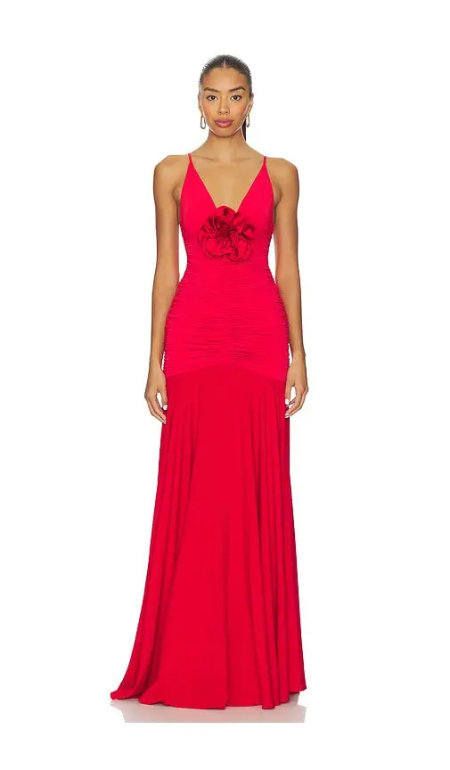 Silvia Tcherassi Floral Applique Gown - Red