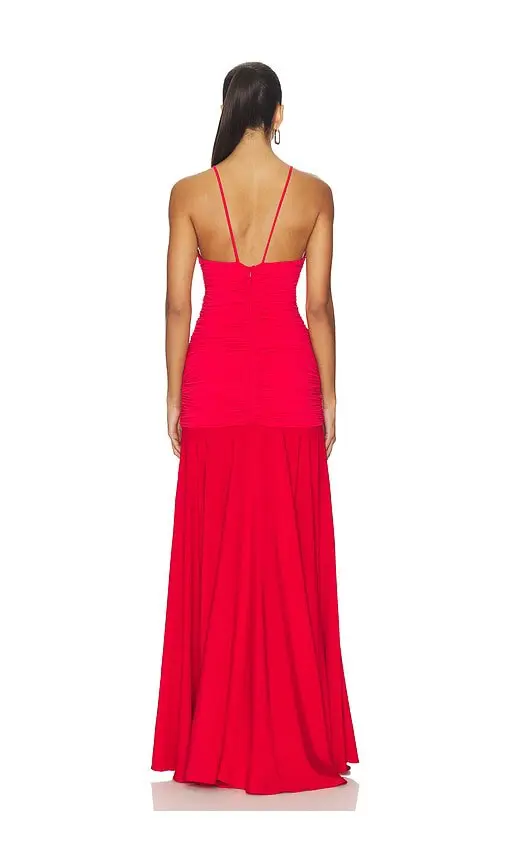 Silvia Tcherassi Floral Applique Gown - Red