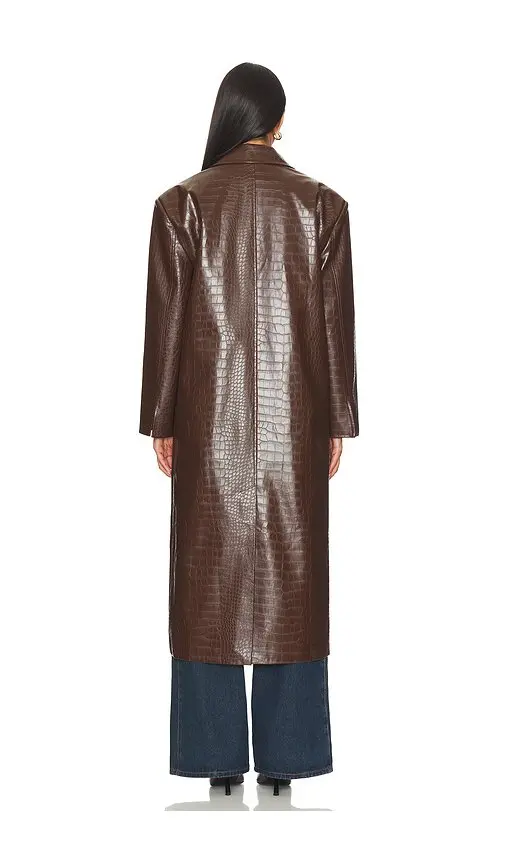 LAMARQUE Crocodile Embossed Faux Leather Coat