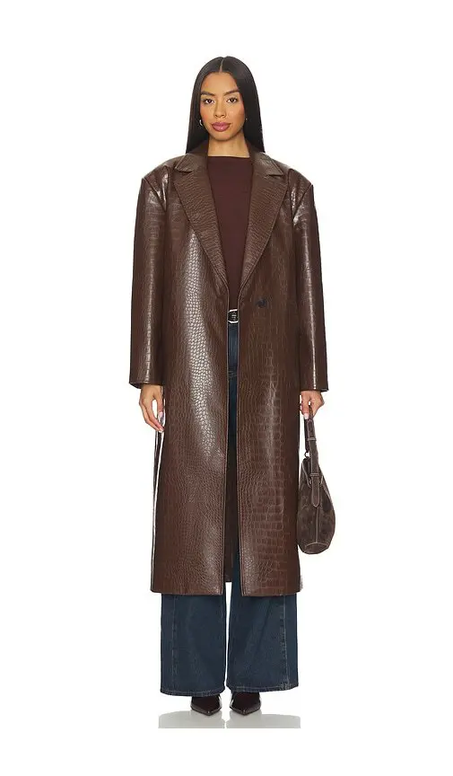 LAMARQUE Ebba Crocodile Embossed Faux Leather Coat