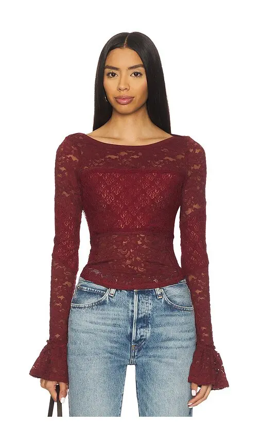 Free People Lace Layering Long Sleeve - Wine