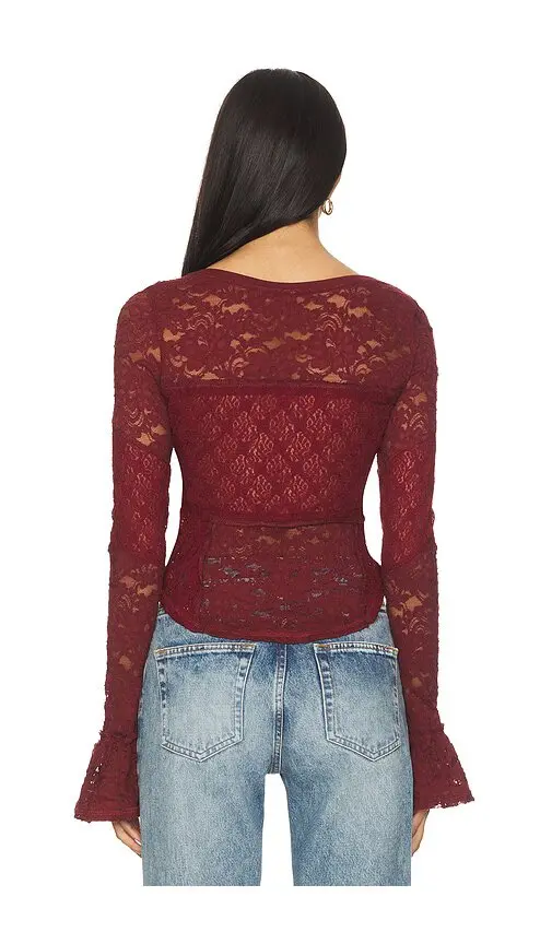 Free People Lace Layering Long Sleeve - Wine