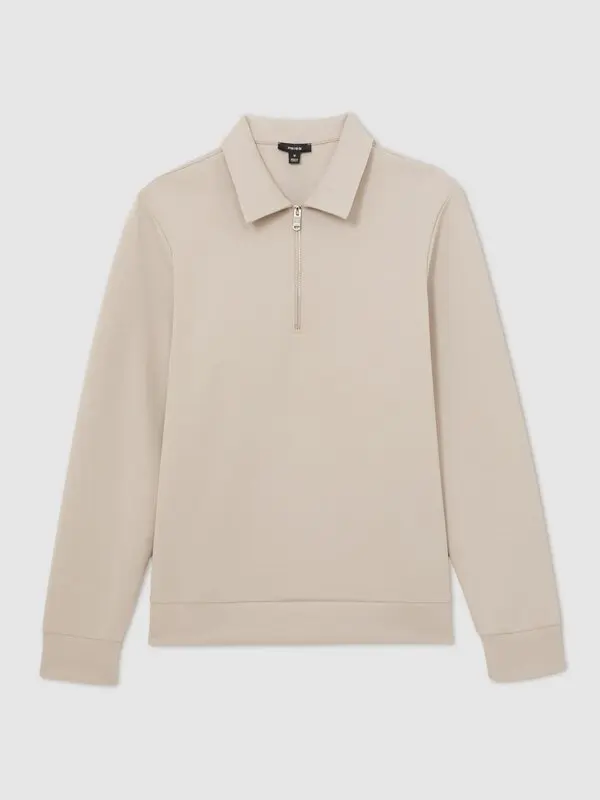 REISS Prince Premium Interlock Half-zip Polo Sweatshirt
