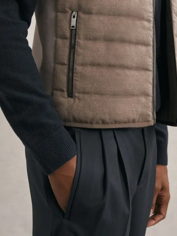 REISS Brushed Jersey Quilted Gilet