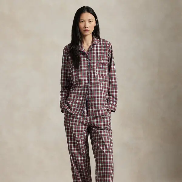 Ralph Lauren Plaid Poplin Long-sleeve Pajama Set - Winter Berry Tartan