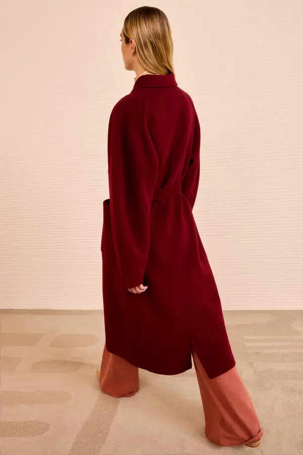 Ulla Johnson Lisbeth Long Wool Coat With Belt - Claret