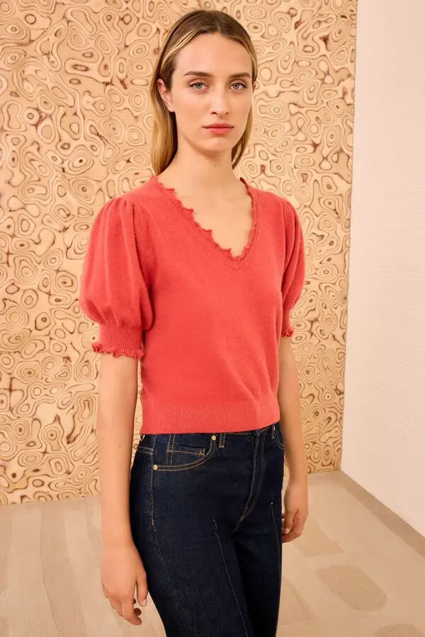 Ulla Johnson Polline Short Sleeve Top - Coral