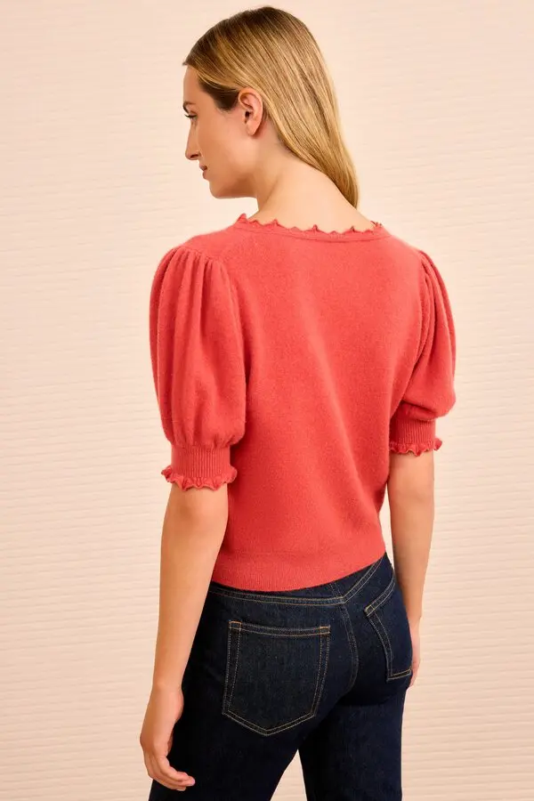 Ulla Johnson Polline Short Sleeve Top - Coral