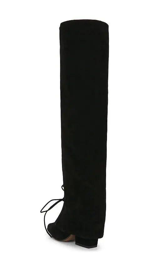 Paris Texas Jane Fold Over Lace Up Boot 100 - Black