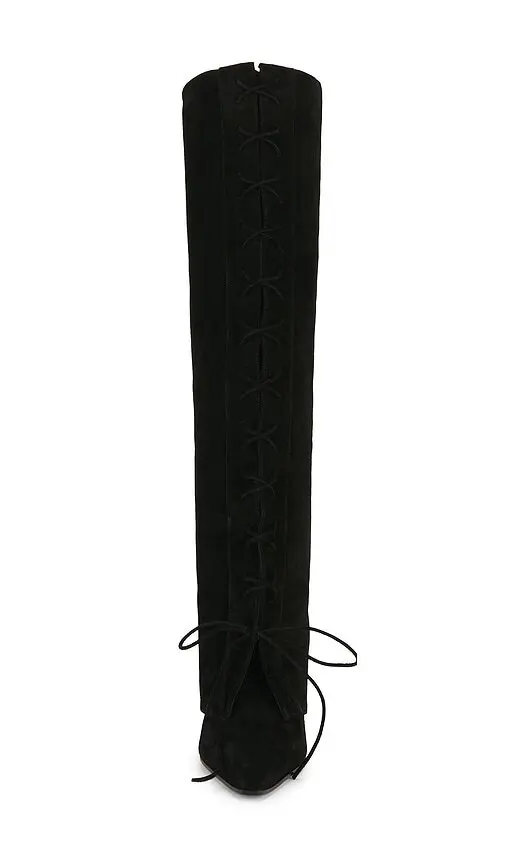 Paris Texas Jane Fold Over Lace Up Boot 100 - Black