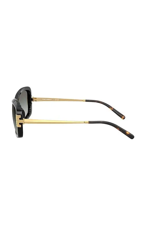 Tory Burch Rectangle Sunglasses - Black & Gold