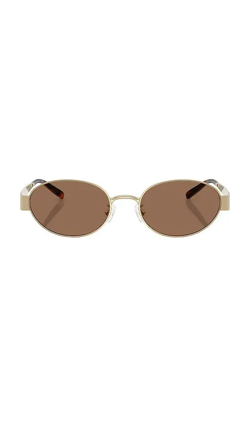 Tory Burch Oval Sunglasses In Metallic - Gold