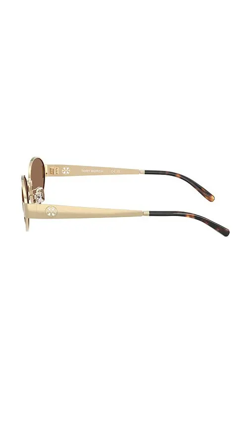 Tory Burch Oval Sunglasses In Metallic - Gold