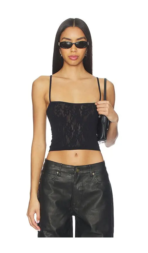 SKIMS Lace Cropped Cami - Obsidian