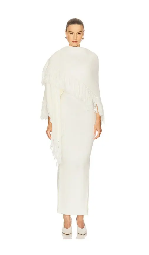 SELMACILEK Fringe Scarf In Cream - Ecru