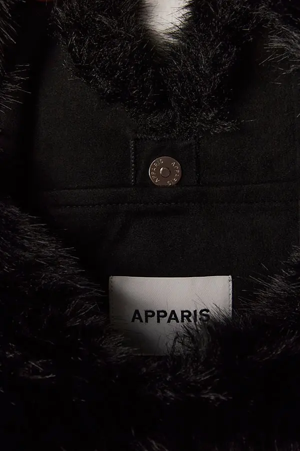 Apparis Maxi Colette Faux Fur Shoulder Bag - Noir