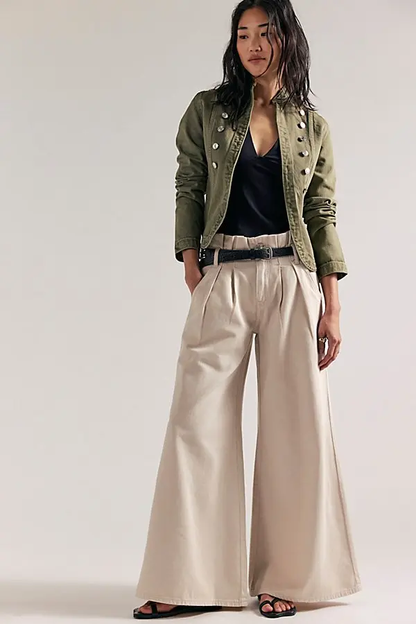Free People We The Free Forager Wide-leg Jeans - Ecru