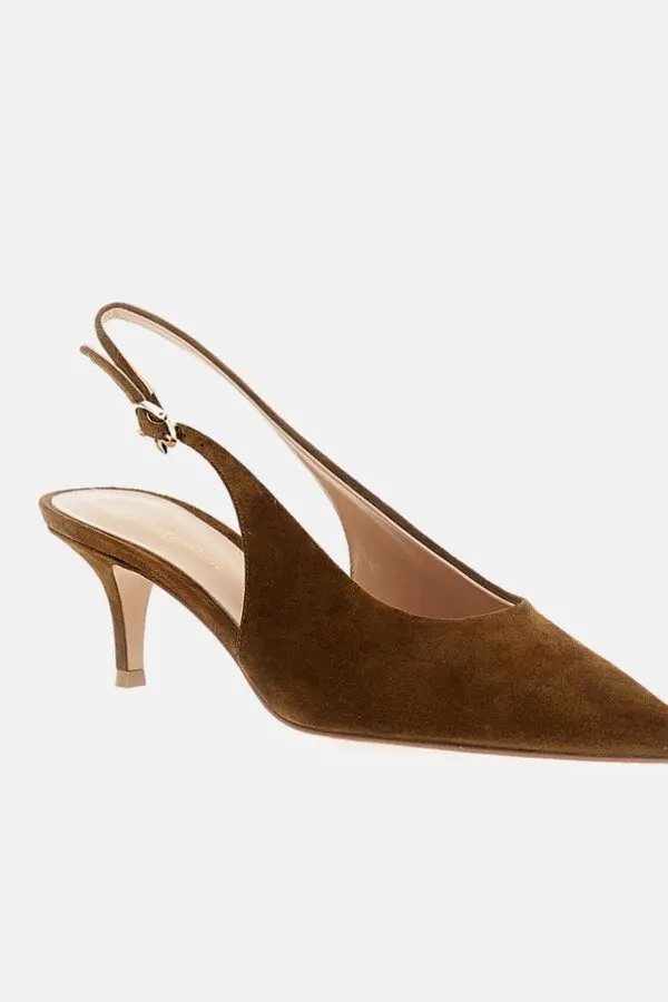 GIANVITO ROSSI Robbie Sling 55 Suede - Brown