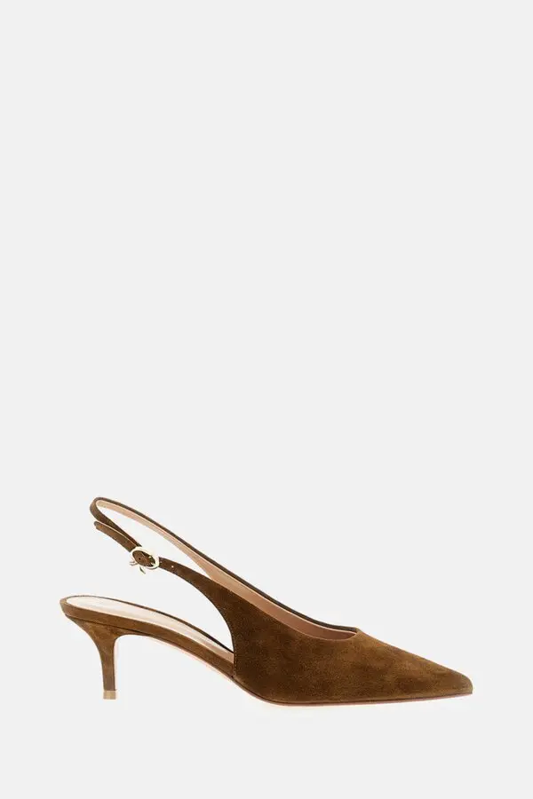 GIANVITO ROSSI Robbie Sling 55 Suede - Brown