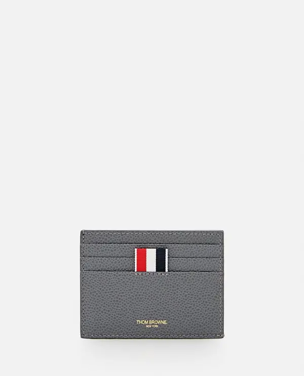 Thom Browne Gray Leather Card Holder - Grey