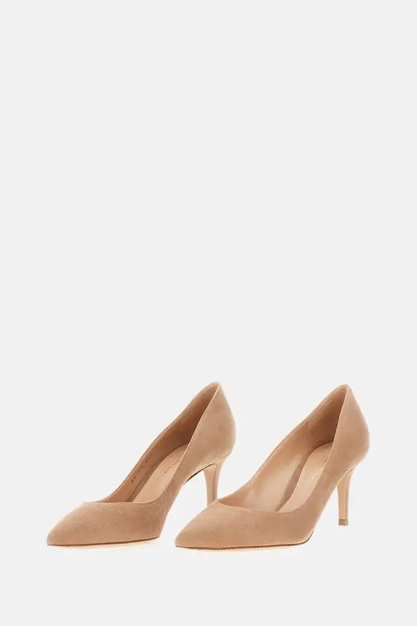 GIANVITO ROSSI 70 Suede Decollete - Beige