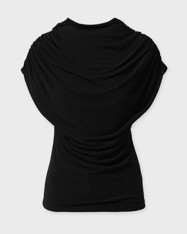 VIVEH Cap-sleeve Turtleneck Top - Black
