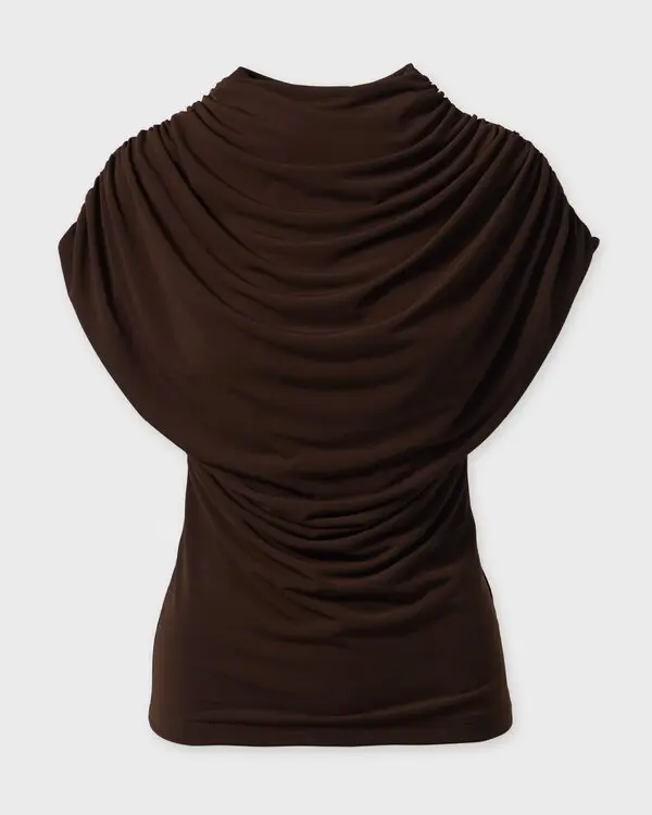VIVEH Cap-sleeve Top - Brown