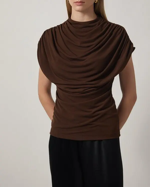 VIVEH Cap-sleeve Top - Brown