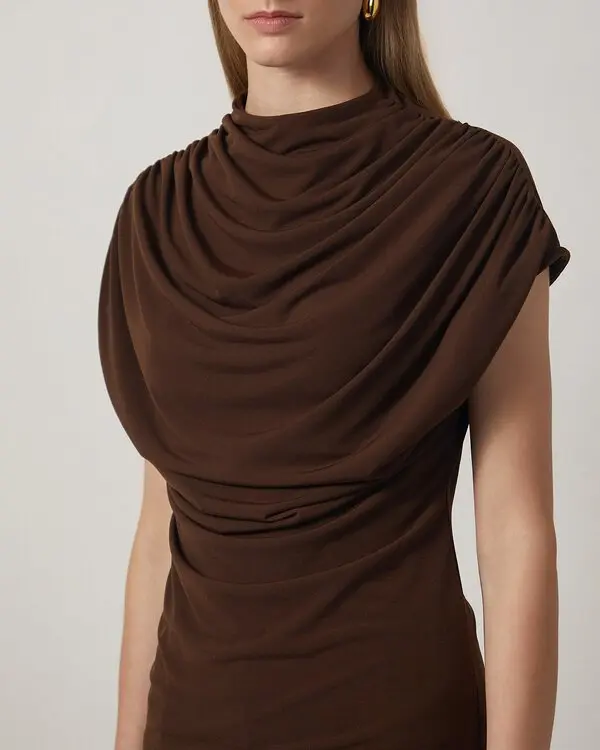 VIVEH Cap-sleeve Top - Brown