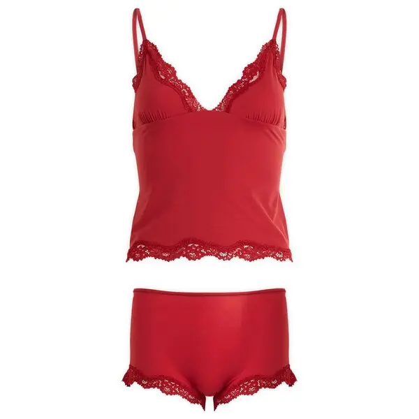 SKIMS Fits Everybody Lace Cami & Boyshort Set - Brick