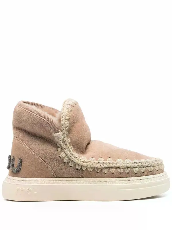 Mou Crochet Stitch-trim Boots