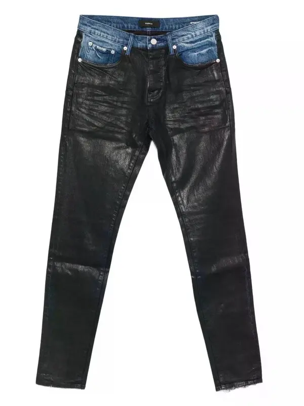 PURPLE BRAND Coated Raw Hem Denim - Black