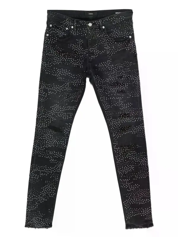 PURPLE BRAND Embellished Distressed Denim