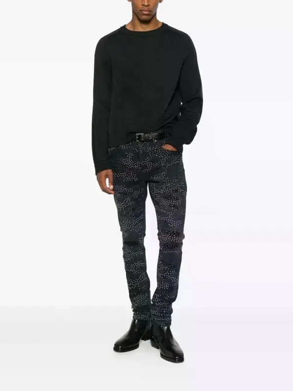 PURPLE BRAND Embellished Distressed Denim