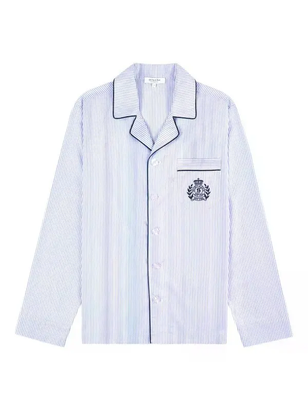 SPORTY & RICH Striped Embroidered Shirt - Blue