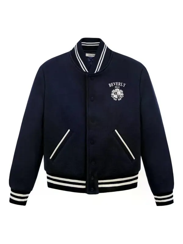 SPORTY & RICH Striped Trim Embroidered Jacket