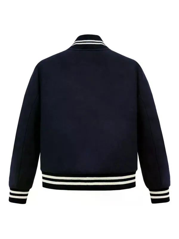 SPORTY & RICH Striped Trim Embroidered Jacket
