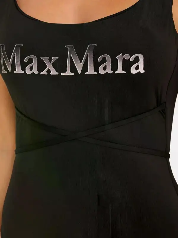 Max Mara Carisma Logo Print Swimsuit - Black