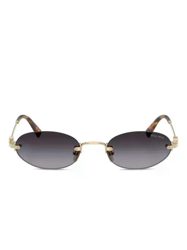 Miu Miu Oval Frame Sunglasses - Gold