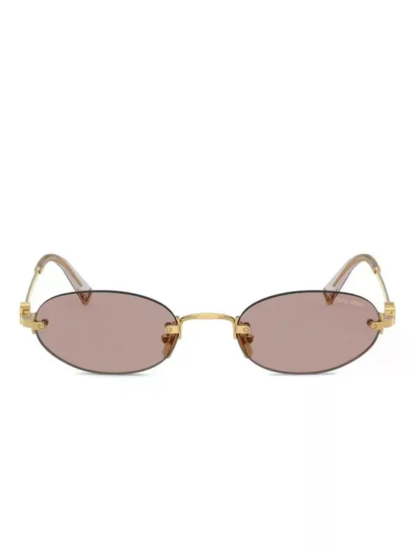 Miu Miu Oval-frame Sunglasses - Gold