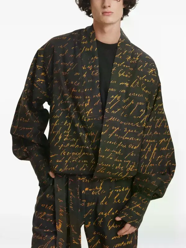 IRINA VOINEA Writings Balloon-sleeve Jacket - Black