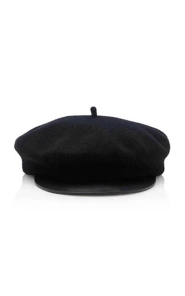 Valentino Garavani Vlogo Signature Wool Beret - Black