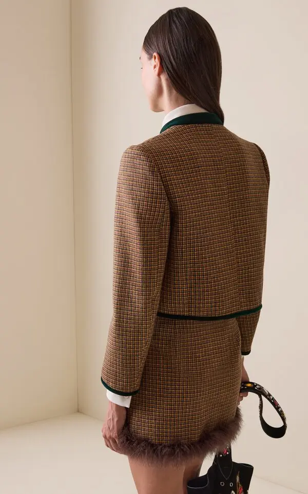 Valentino Garavani Houndstooth Virgin Wool Cropped Jacket