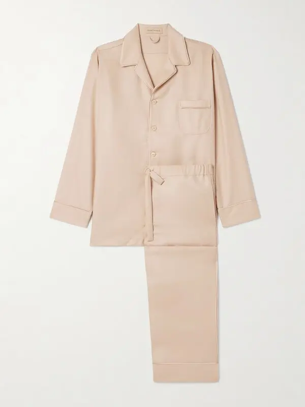 Olivia Von Halle Vanderbilt Cashmere Pajama Set - Neutrals