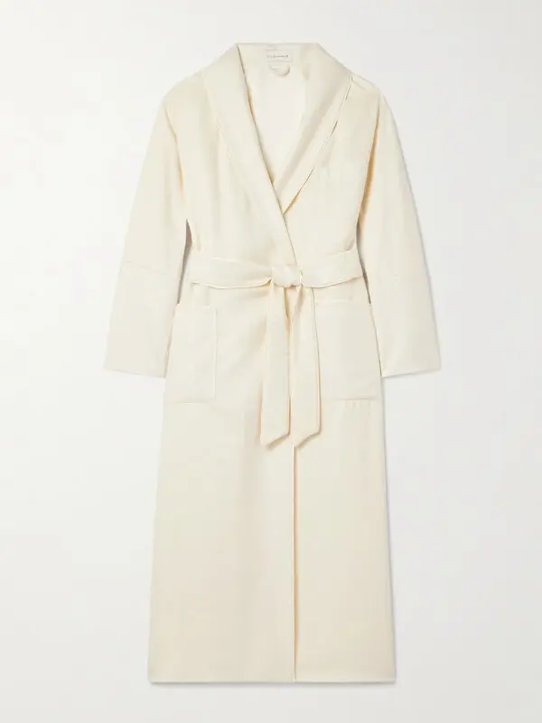 Olivia Von Halle Logan Cashmere Robe - Off-white