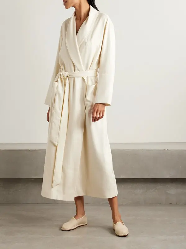 Olivia Von Halle Logan Cashmere Robe - Off-white